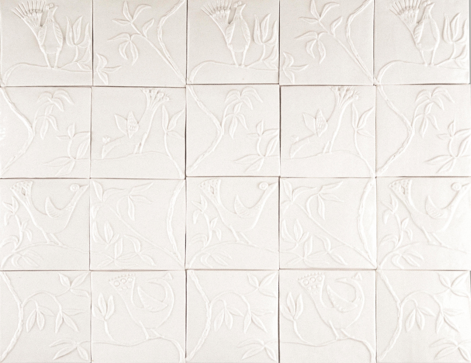 Birds in a Bush Handmade Porcelain Tile Panel - Etsy