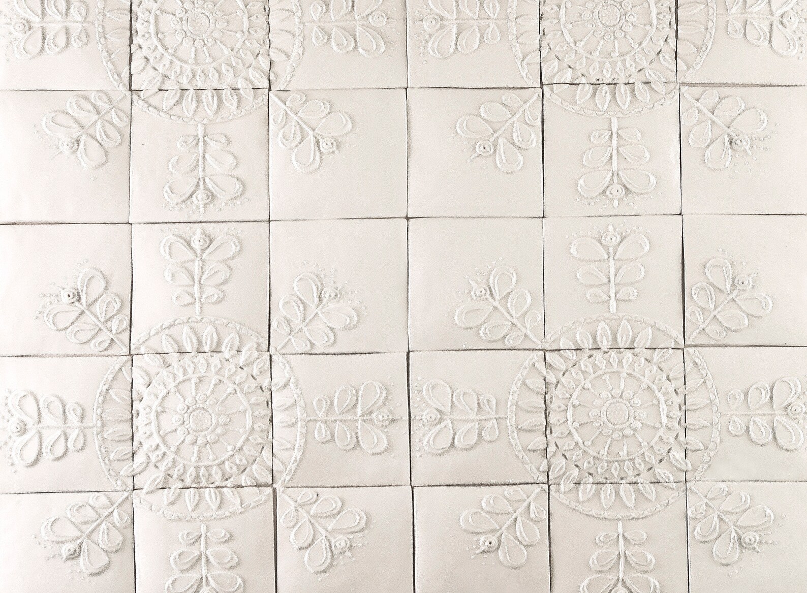 Big Flower Handmade Porcelain Tile Panel - Etsy