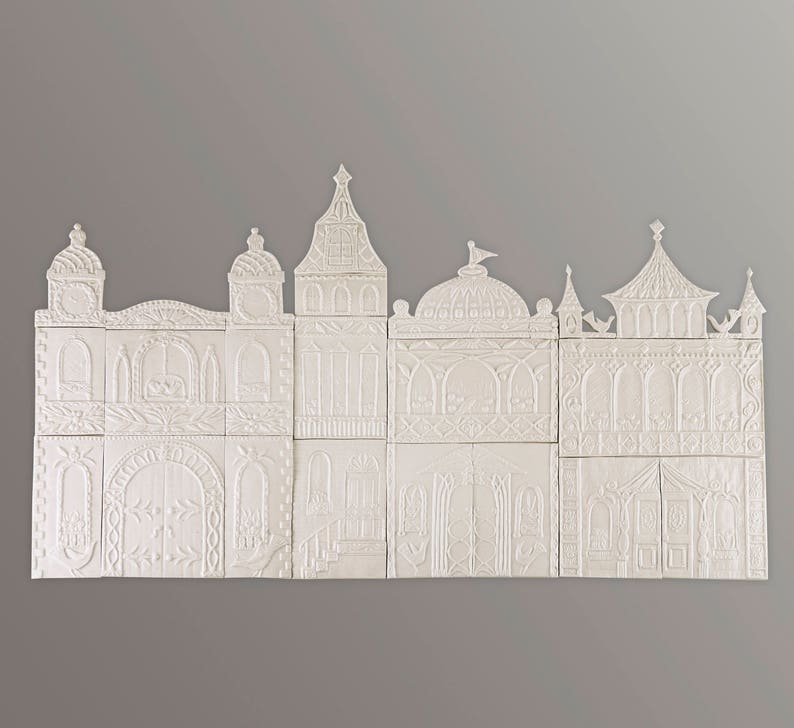 Handmade Porcelain Wall Tile Panel - Four Buildings - Etsy