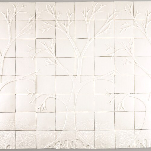 Handmade Porcelain Wall Tile Panel Four Buildings - Etsy