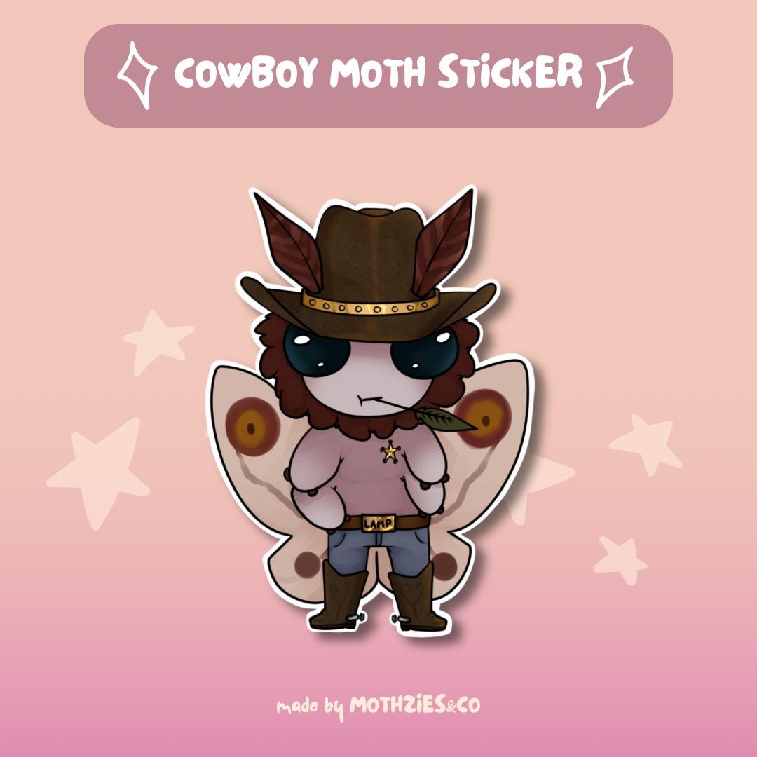 Cowboy Moth Laptop Waterbottle Sticker | Waterproof | Matte - Etsy