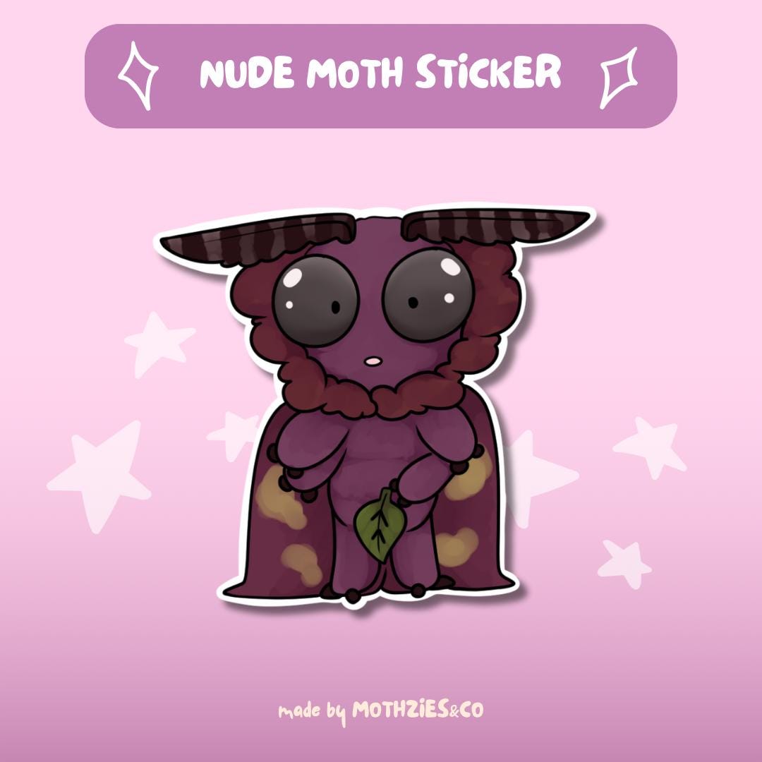 Nude Moth Laptop Waterbottle Sticker | Waterproof | Matte | Cute Sticker | Funny Sticker | Silly ...