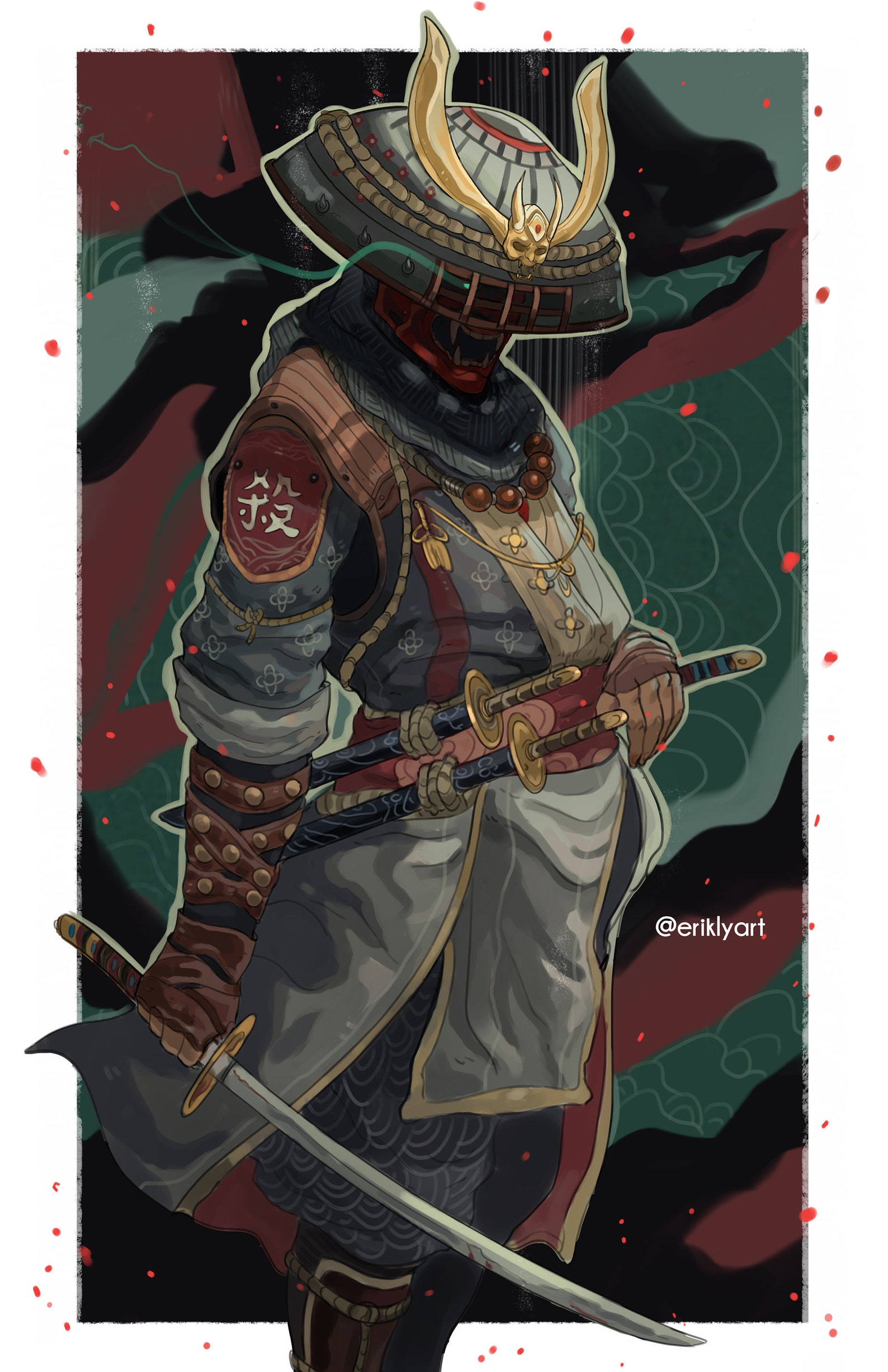 Aramusha Samurai Illustration Art Print Poster | Etsy
