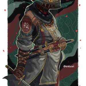 Aramusha Samurai Illustration Art Print Poster | Etsy