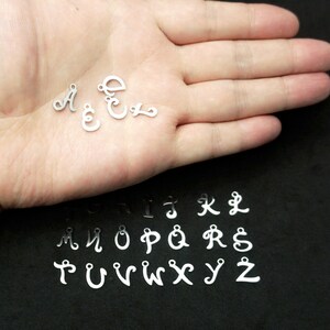 Stainless Steel Initial Alphabet Letter Charms - Cursive Letter Charms ...