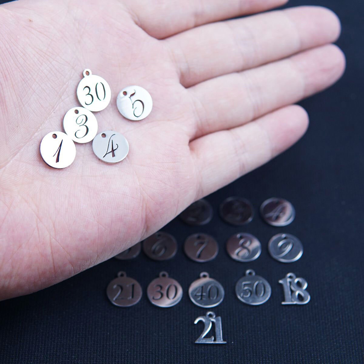 10 Arabic Number Stainless Steel Charms Cutout Double Sided | Etsy