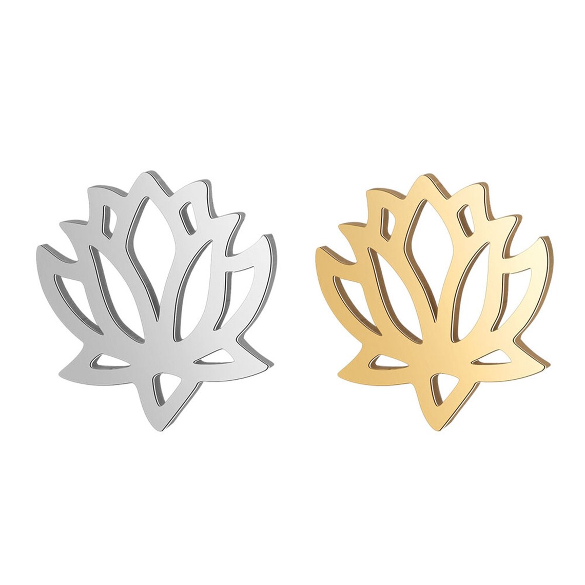 Lotus Connector Charm Stainless Steel Double Sided Polished - Etsy