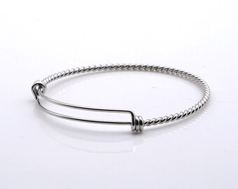 10 Expandable Charm Bracelet Stainless Steel Bangle | Etsy