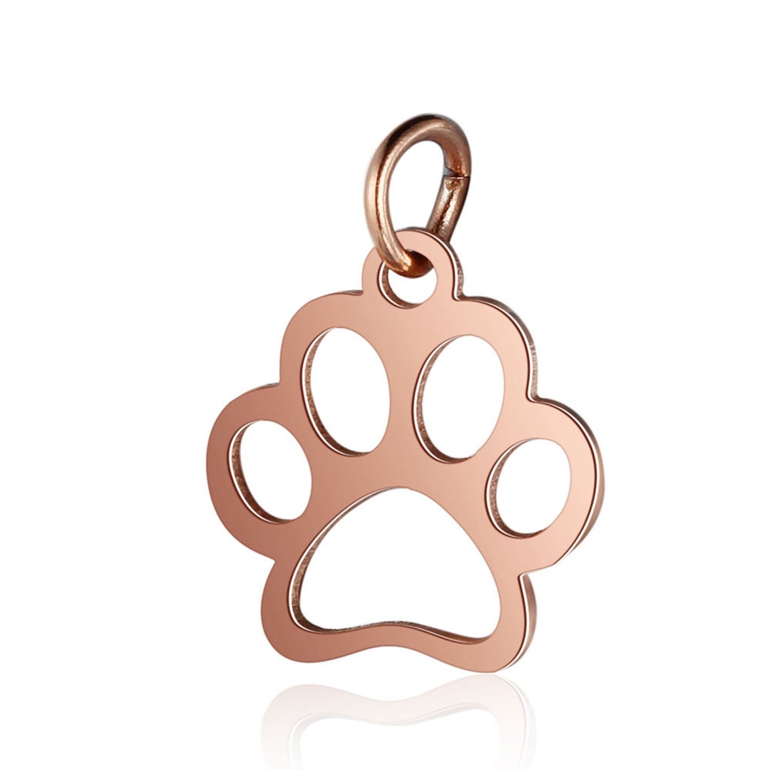 Rose Gold Animal Footprint Stainless Steel Charms Double Sided Polished ...