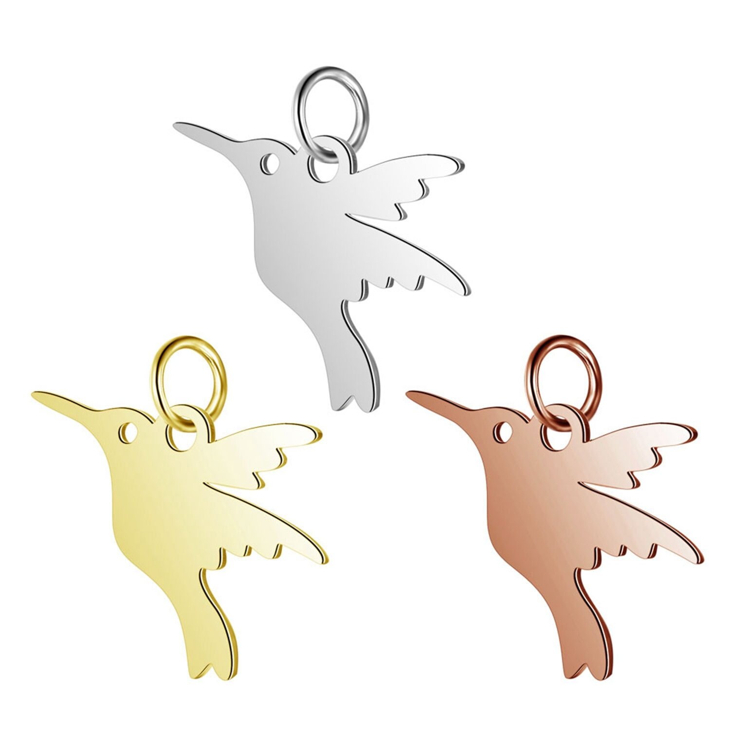 Hummingbird Stainless Steel Charms Double Sided Polished | Etsy