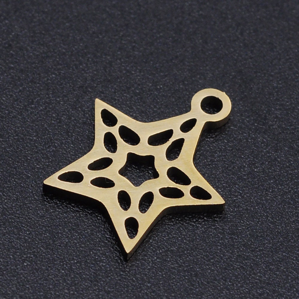 Golden Star Stainless Steel Charms Jewellery Making Pendant - Etsy