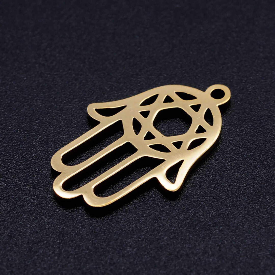 Golden Hamsa Hand Star of David Stainless Steel Charms Jewellery Making ...