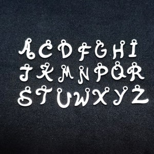 Stainless Steel Initial Alphabet Letter Charms - Cursive Letter Charms ...