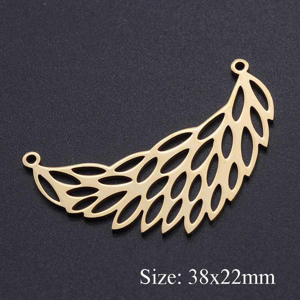 Golden Feather Connector Stainless Steel Charms Jewellery - Etsy