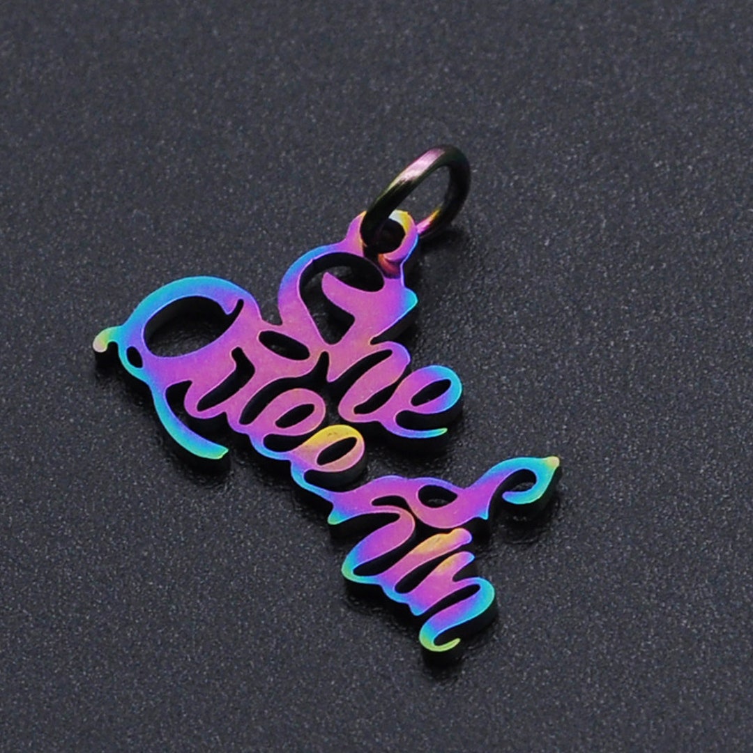 Rainbow She S Queen Word Script Stainless Steel Charms Jewellery Making ...