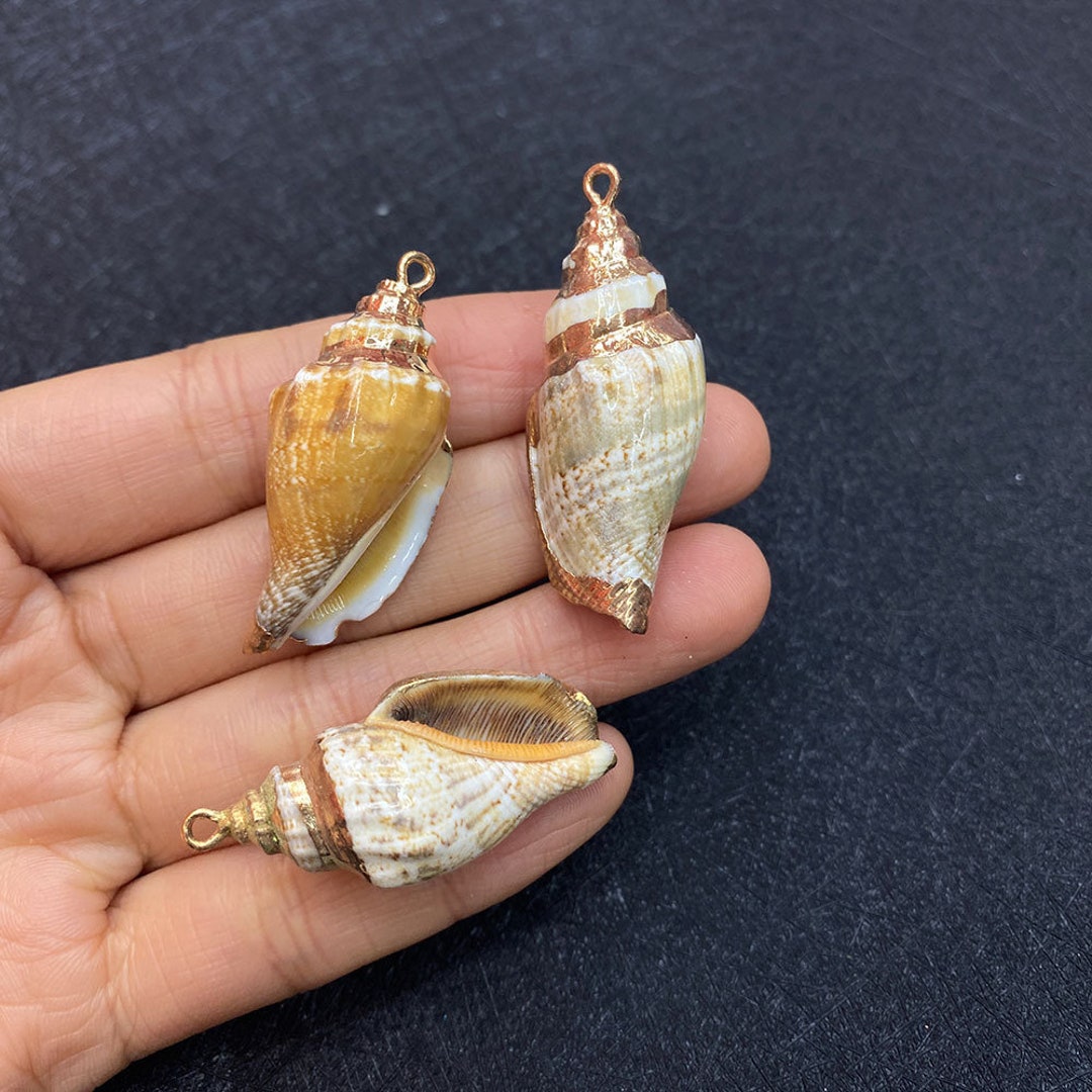 Natural Unique Shape Gold Plated Shell Pendants Seashell Charms YT001 ...