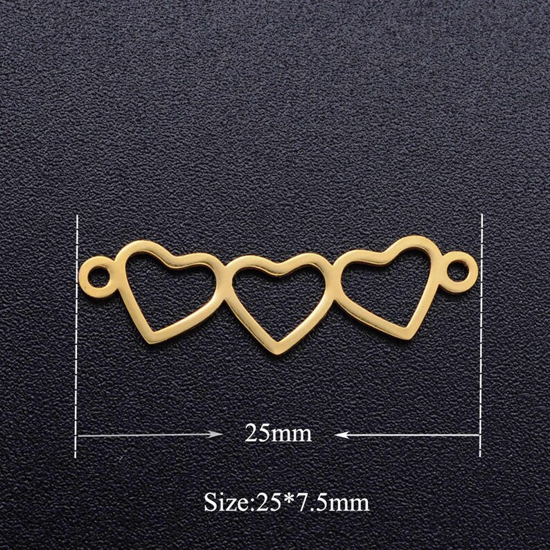 Golden Hollow Heart Connector Stainless Steel Charms Jewellery Making ...
