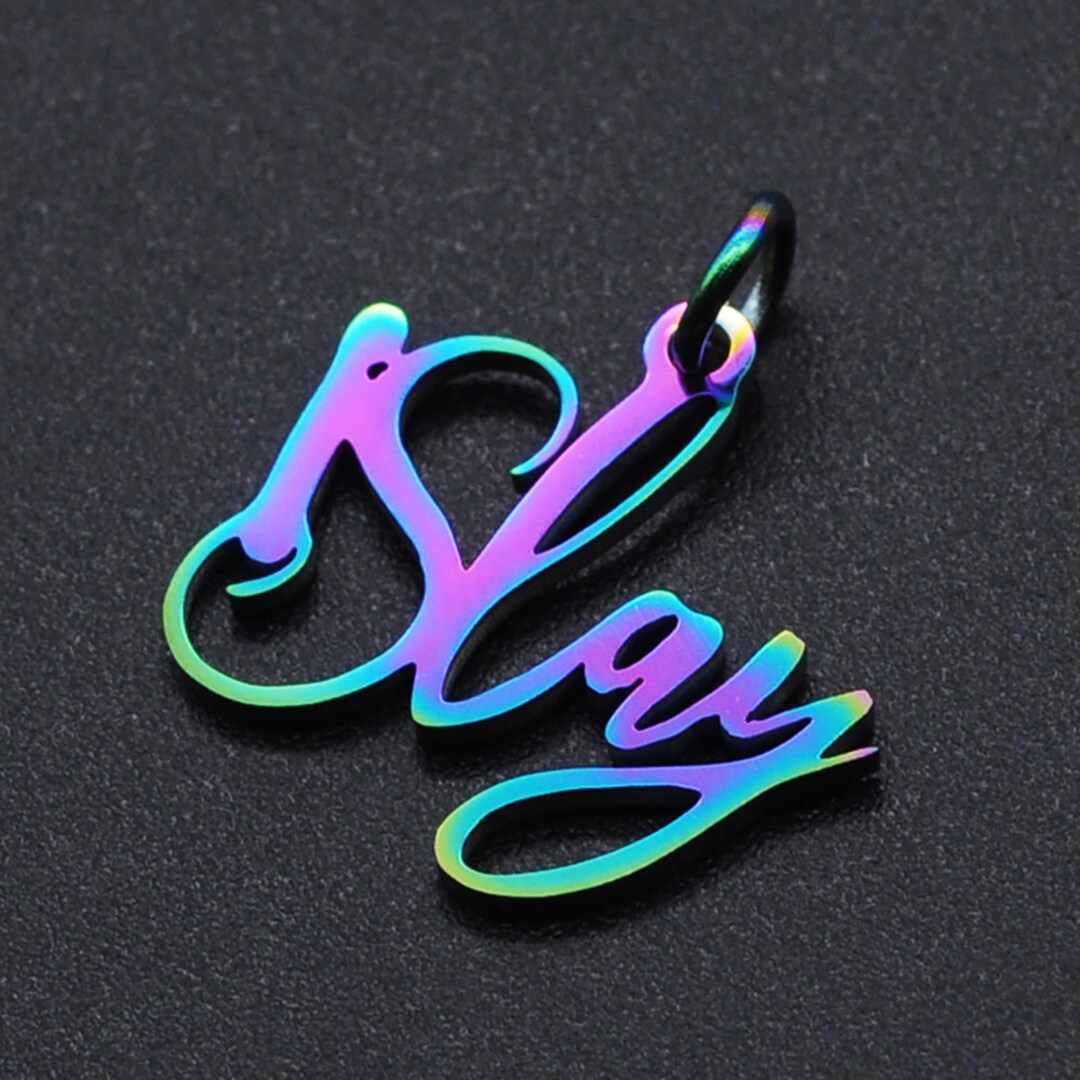 Rainbow Stainless Word Script Steel Charms Jewellery Making Pendant ...