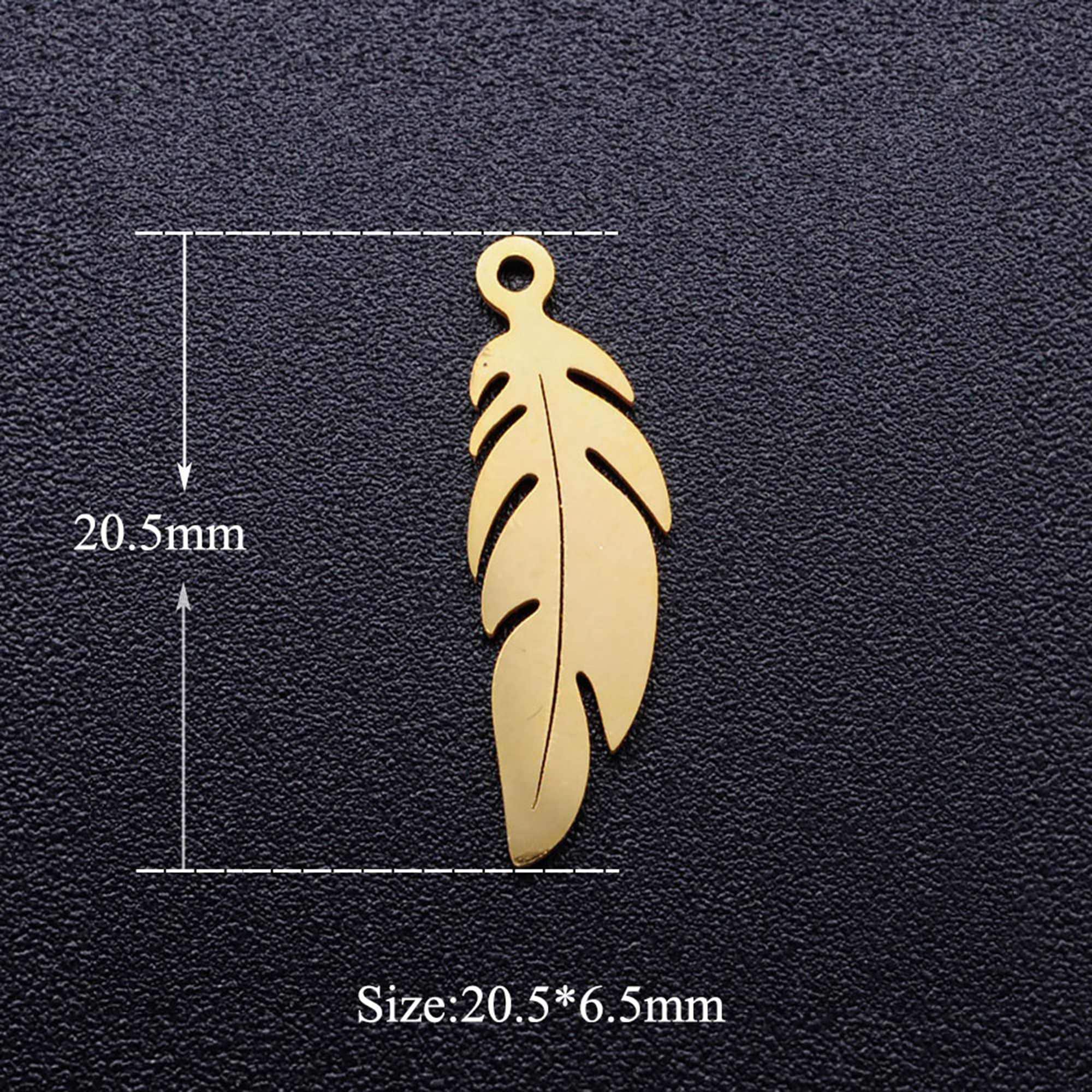 Golden Feather Stainless Steel Charms Jewellery Making Pendant | Etsy