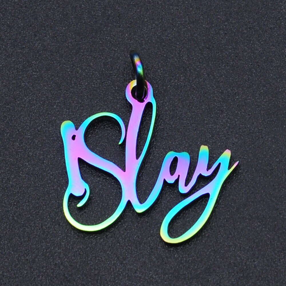 Rainbow Stainless Word Script Steel Charms Jewellery Making - Etsy
