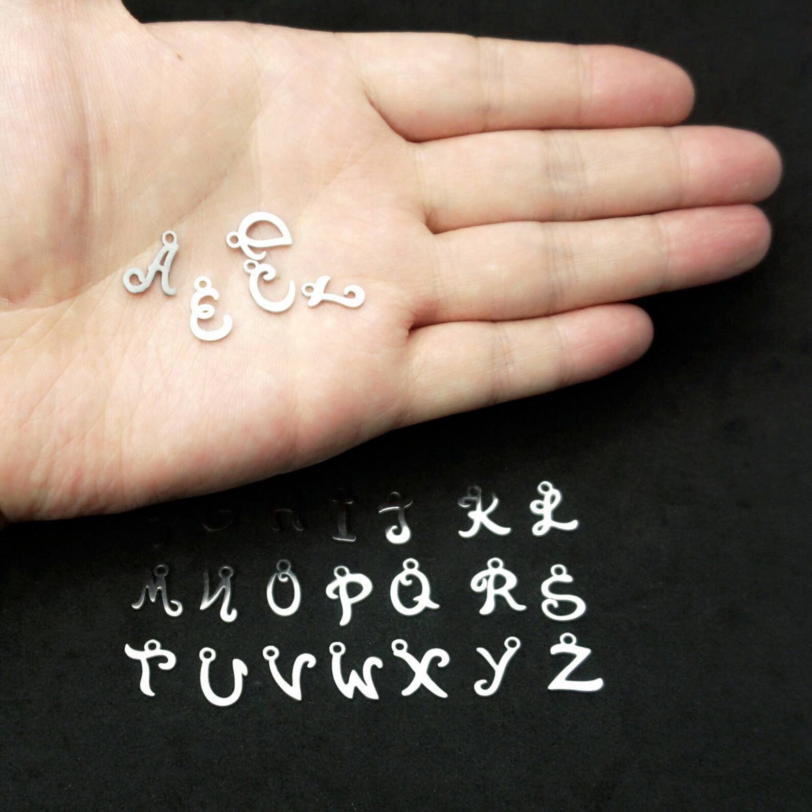 Stainless Steel Initial Alphabet Letter Charms Cursive - Etsy