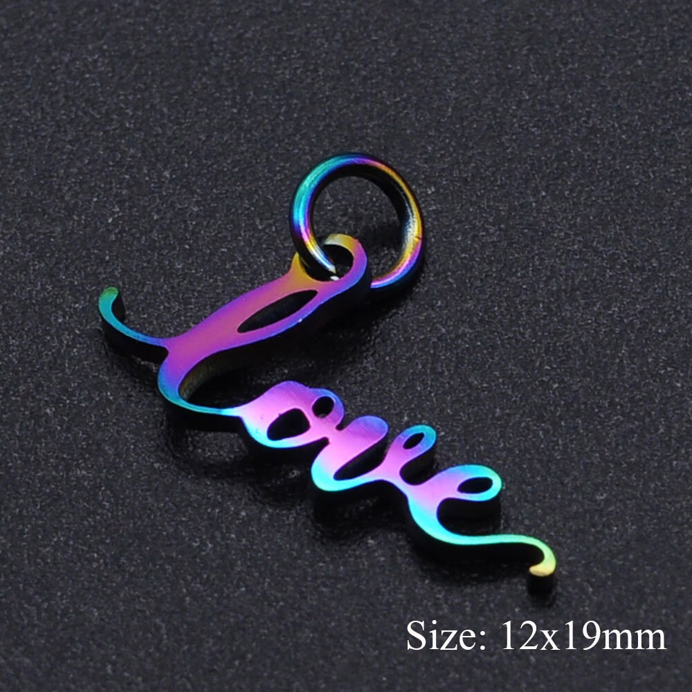 Rainbow Love Word Script Stainless Steel Charms Jewellery | Etsy