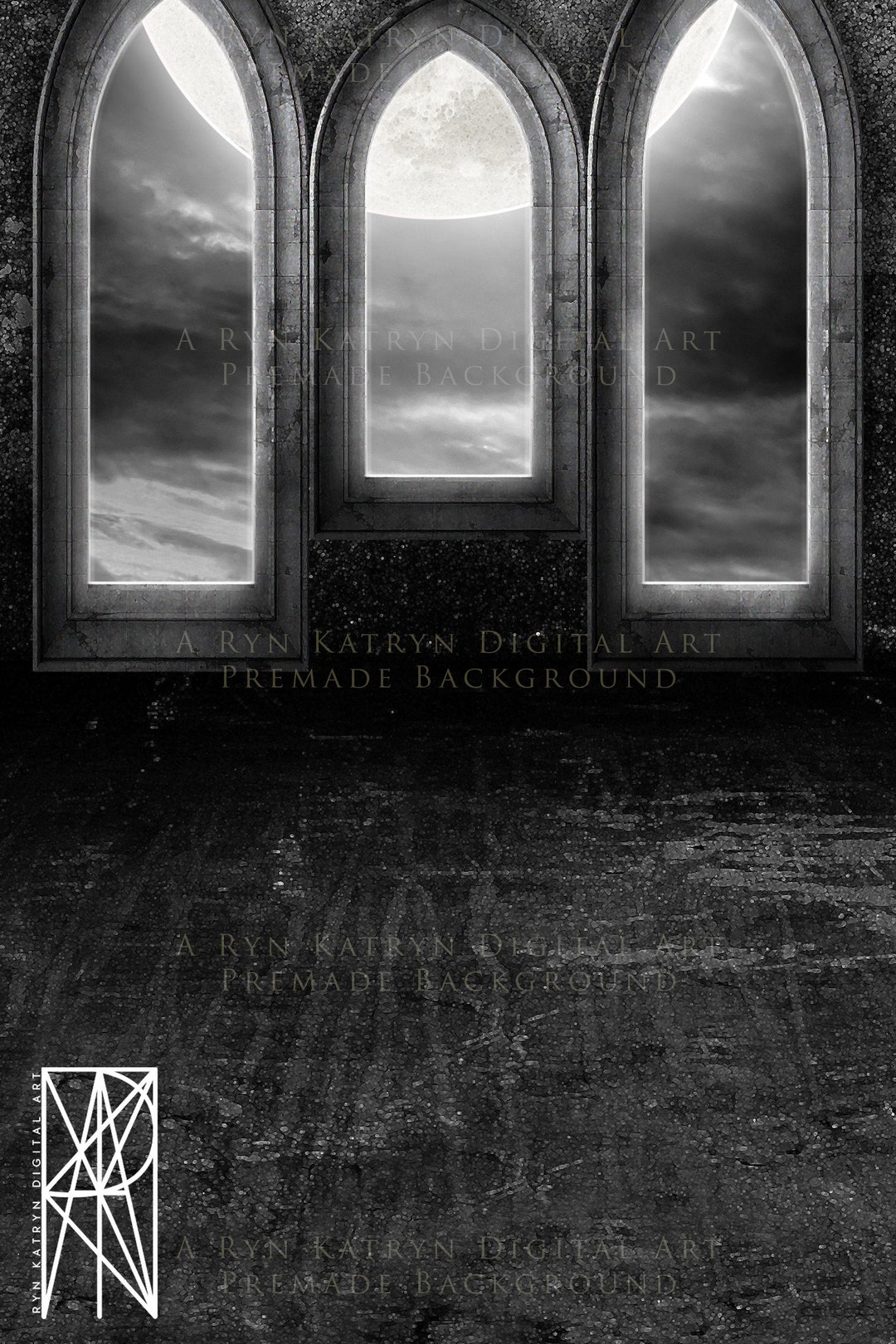 Gothic Room With Moon Premade Background - Etsy