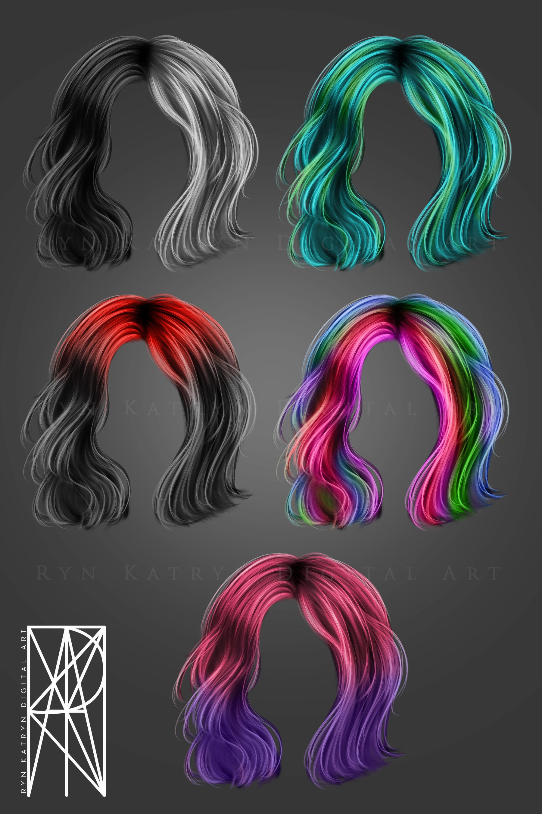 PNG Funky Bob Hairstyle - 5 Different Funky Colour Styles. - Etsy