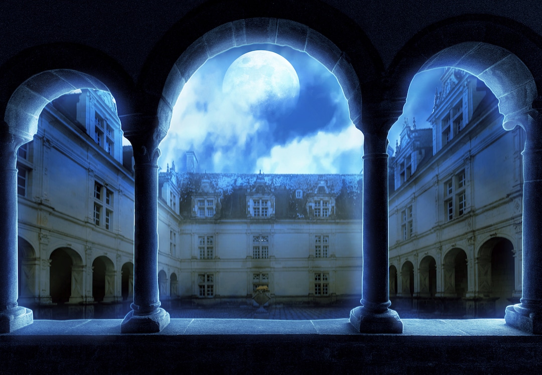 Buy Fantasy Courtyard With Moon Premade Background Online in India - Etsy