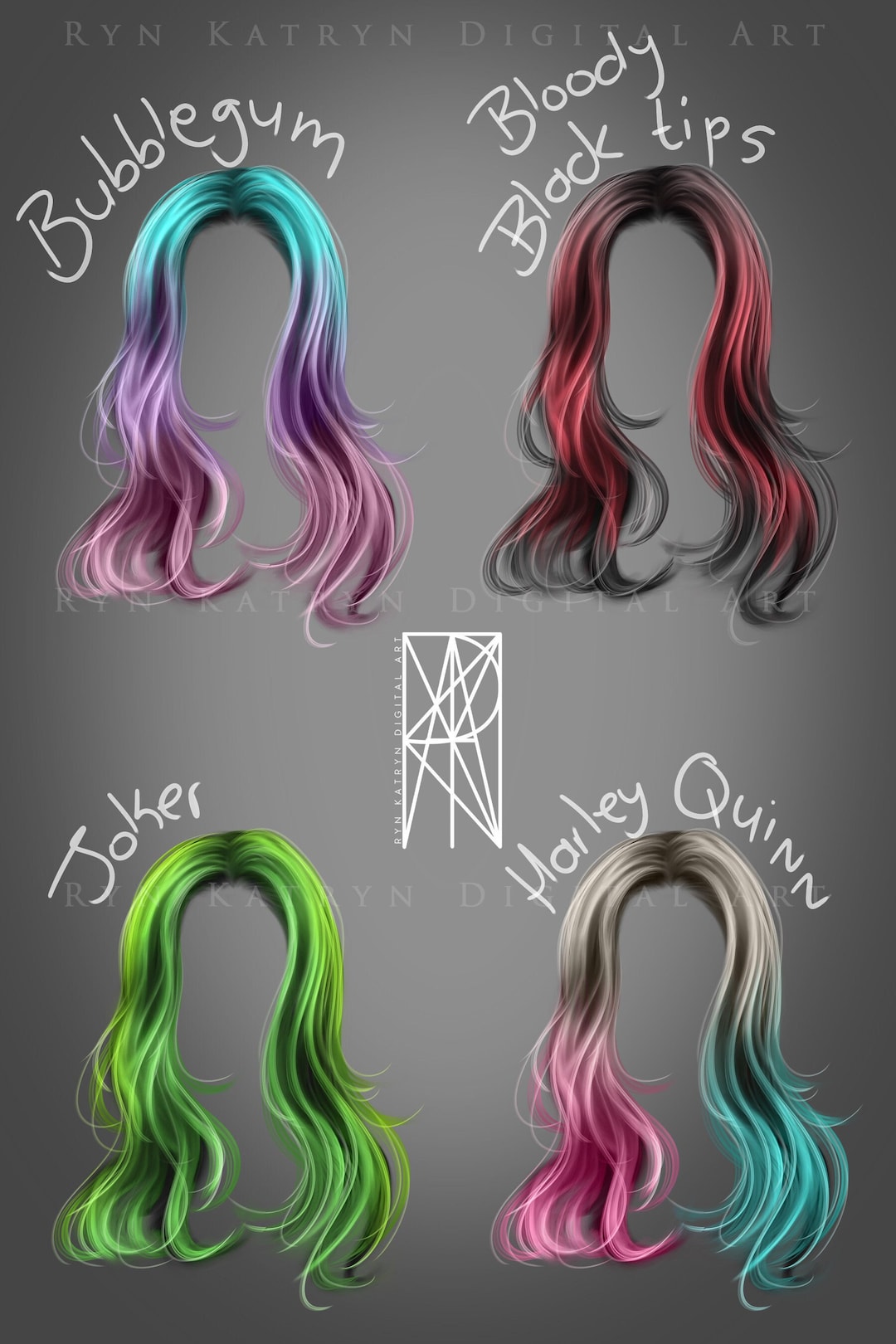 PNG Full Hairstyle, Bonny 4 Funky Colour Styles. - Etsy