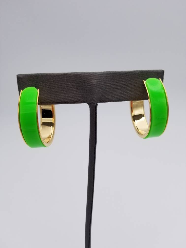 Neon color hoop earrings | Etsy