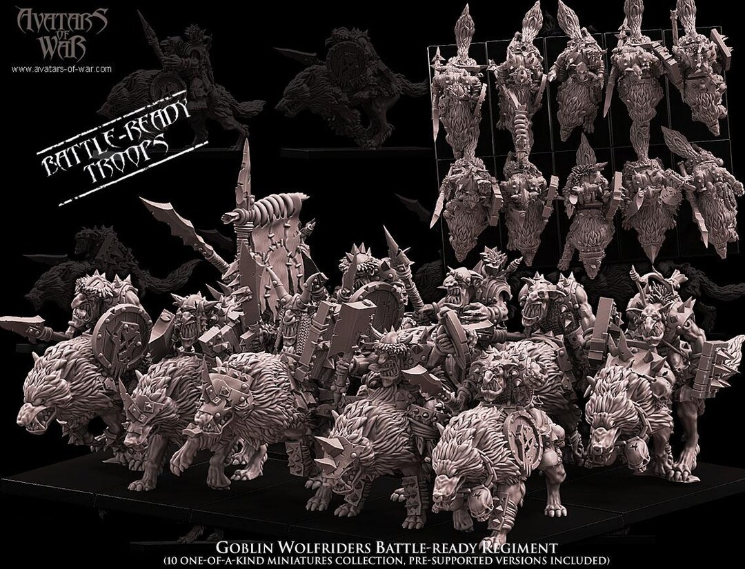 Goblin Wolfriders Battle-ready Regiment (10 Mounted Goblins) - Avatars ...