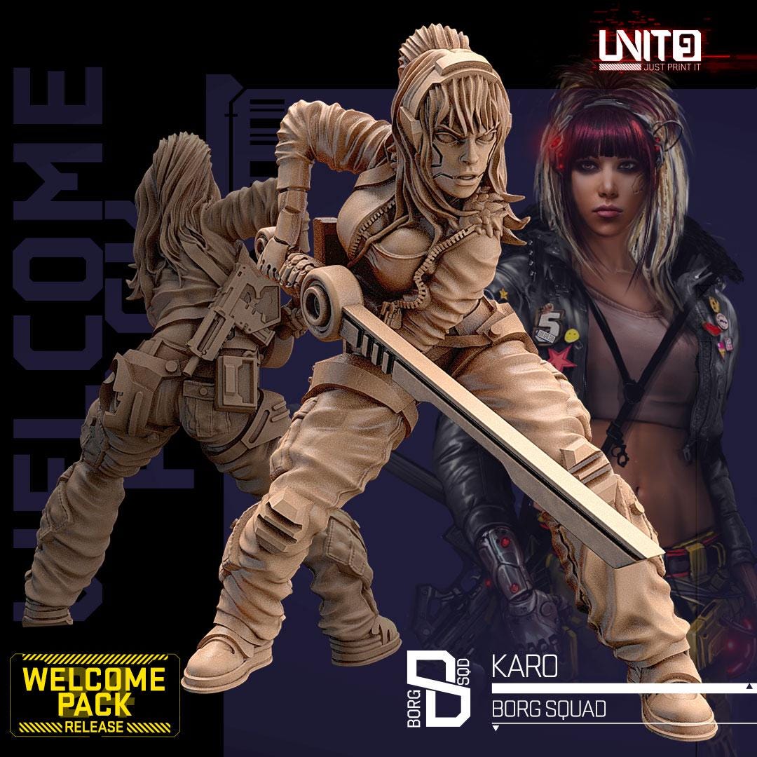 Karo - Borg Squad - UNIT9 - Resin 3d Printed Miniature - Sci-fi Cyberpunk - Welcome Pack - Etsy