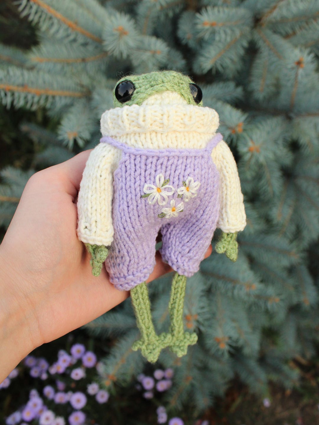 Knitted Frog in Sweater, Stuffed Animal, Cute Toy, Handmade Froggie in ...