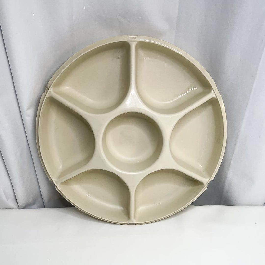 Vintage 1980s Tupperware Vegetable & Dip Tray With Lid | Ivory Divided ...