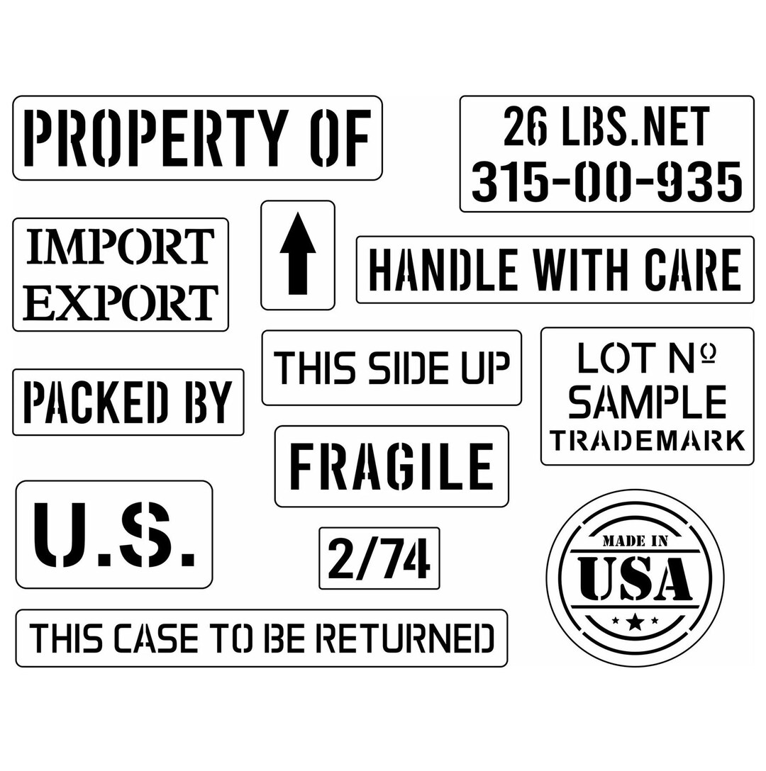 Crate Labels Stencil Pack - JRV - 13 Piece Set - Etsy