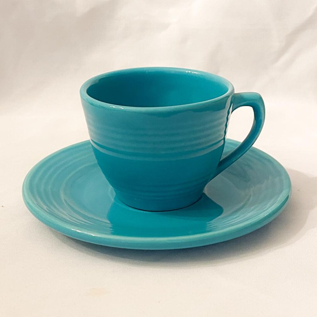 Bauer Pottery Monterey Turquoise Cup & Saucer | 1936-1945 - Etsy