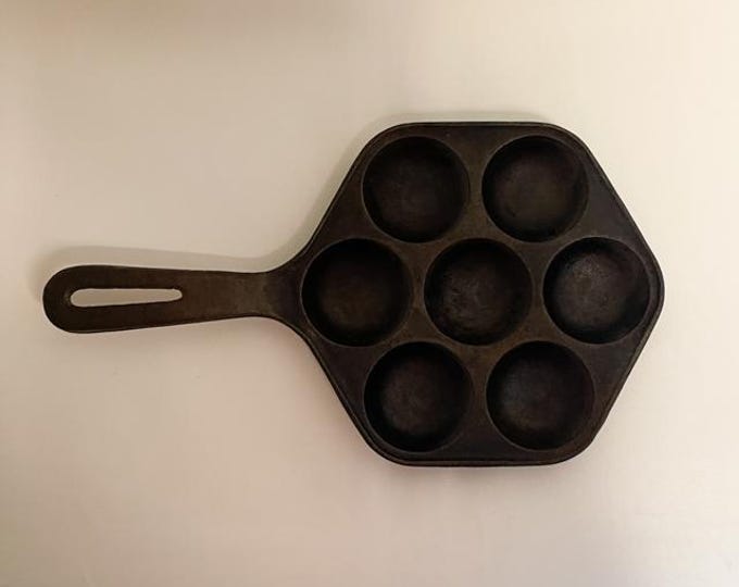 Vintage Cast Iron Aebleskiver Pan – 7-cup Danish Pancake Pan Marked "u ...