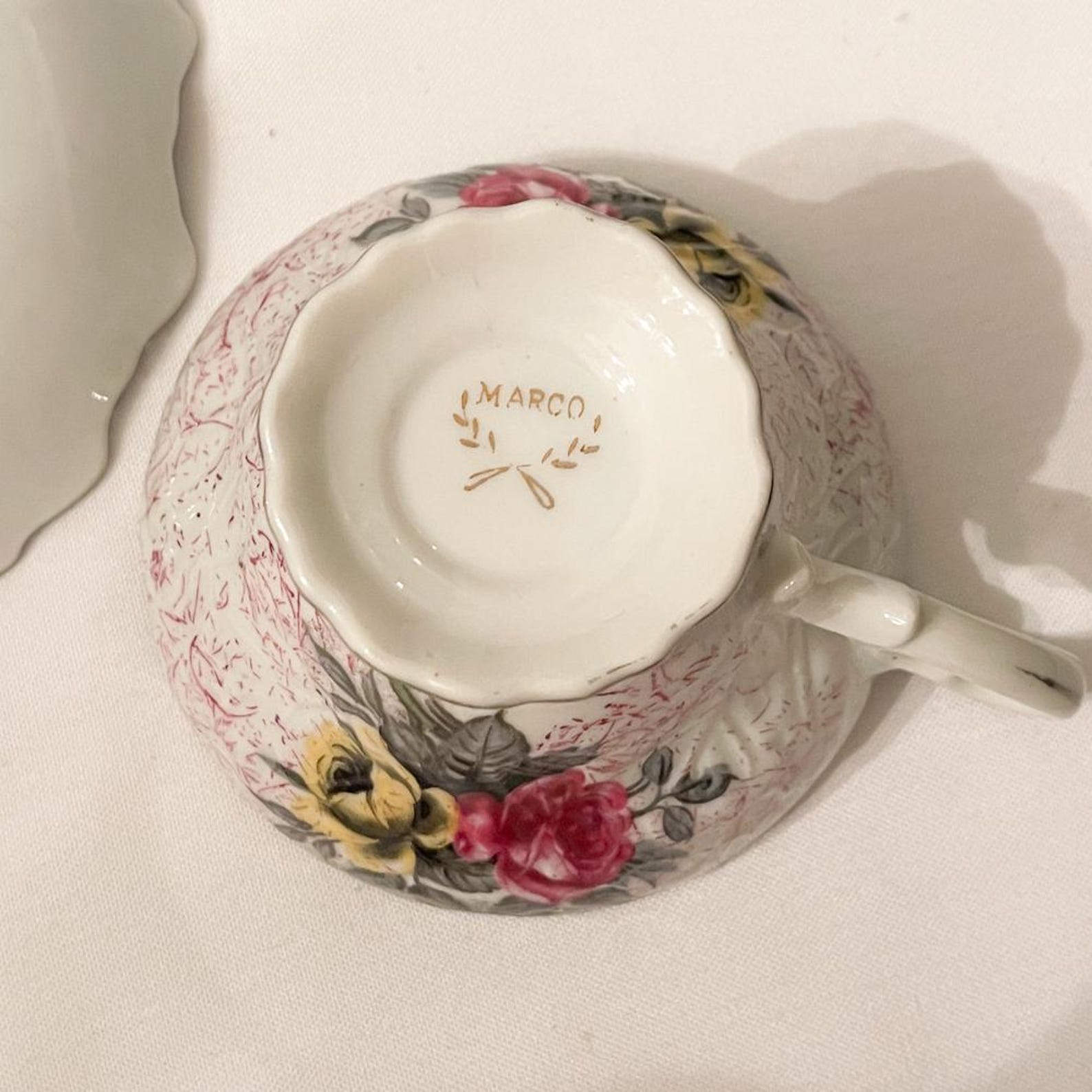 Vintage Marco Tea Set Bone China | Rose Pattern & Sliver Trim - Etsy