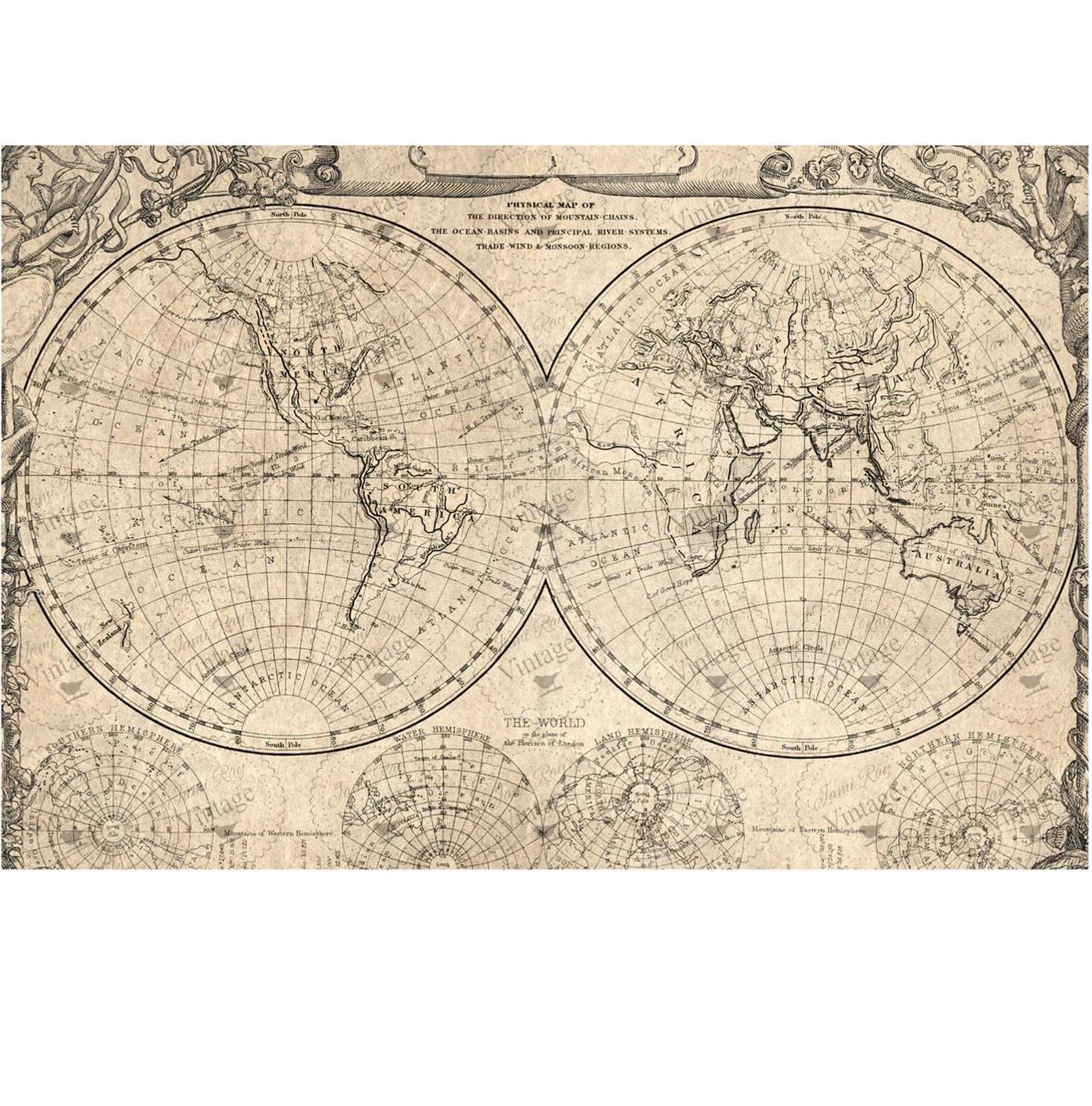 World Map Decoupage Paper - JRV - 18lb Tissue - Etsy