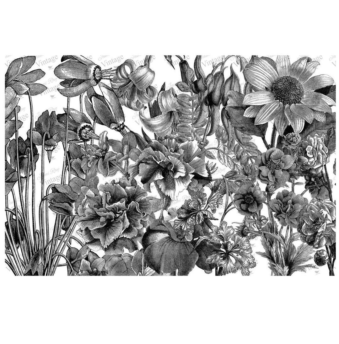 Black and White Floral Decoupage Paper - JRV - 18lb Tissue - Etsy
