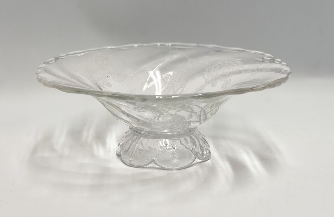 Vintage Heisey Open Jam Jelly Server – 1950s | Etched Glass Bowl With ...