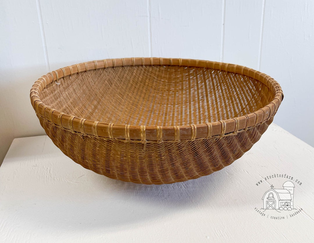 Vintage Large Woven Winnowing Basket - Etsy