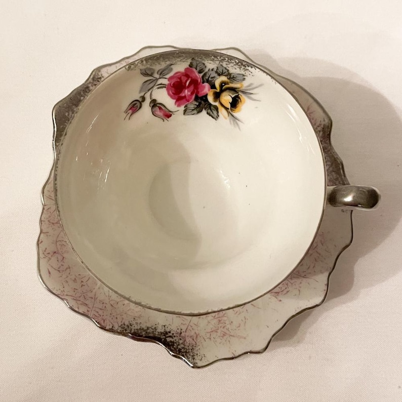 Vintage Marco Tea Set Bone China | Rose Pattern & Sliver Trim - Etsy