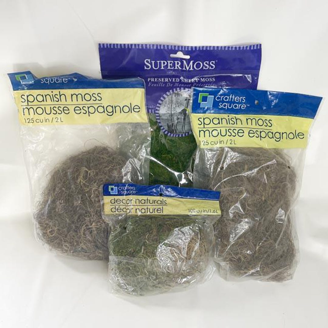 Craft Moss Lot – 4 Bags | Spanish Moss, Super Moss, Mixed Moss | Unused ...
