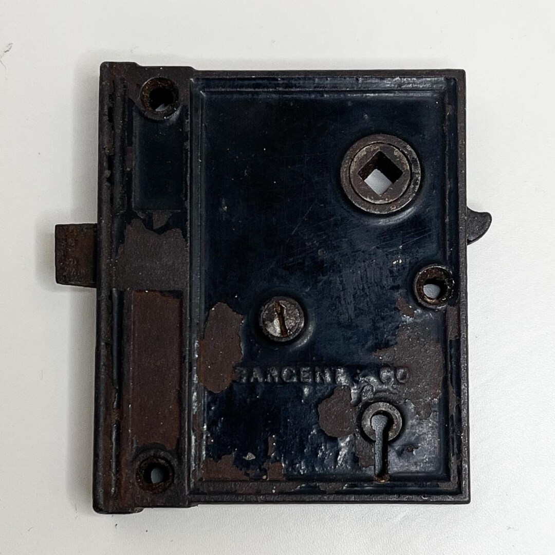 Antique Sargent & Co. Cast Iron Rim Lock | Vintage Black Door Hardware ...