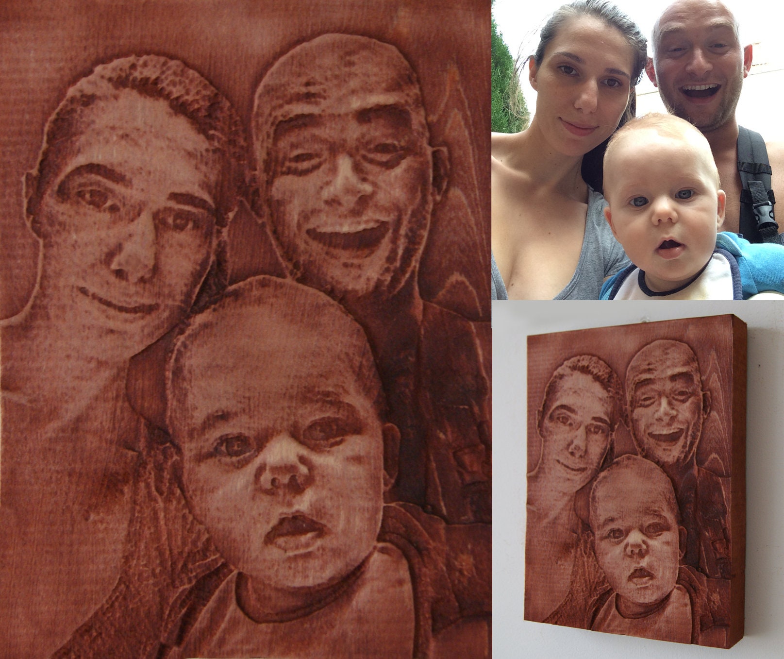Engraved Portrait From Custom Photo With 3d Wood Relief. the - Etsy