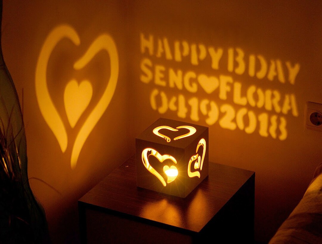 Birthday Gift for Her Him Romantic Candle Light Letters Names Projected ...
