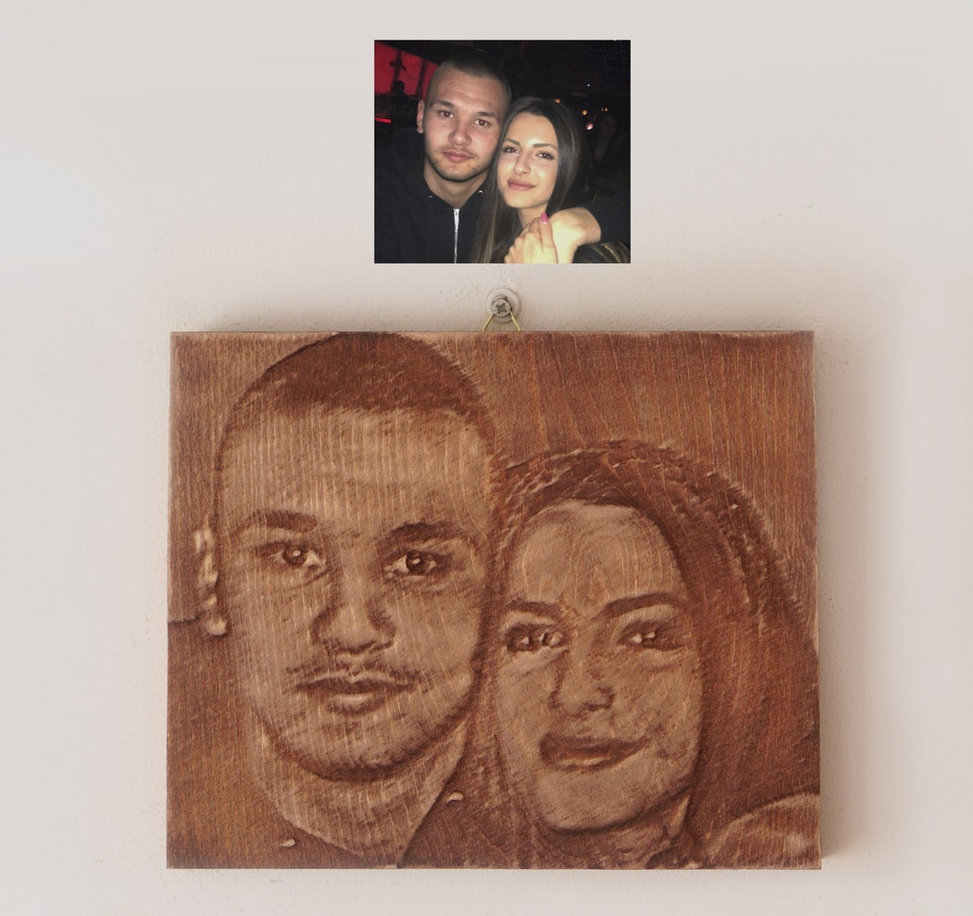 Custom Wood Carving: Engraved Family Photo, Personalized Wall Decor ...