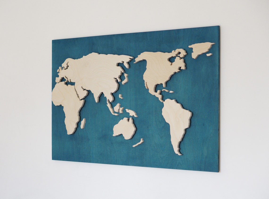 Wooden World Map for Home Decor Glowing RGB Map With Ambient | Etsy